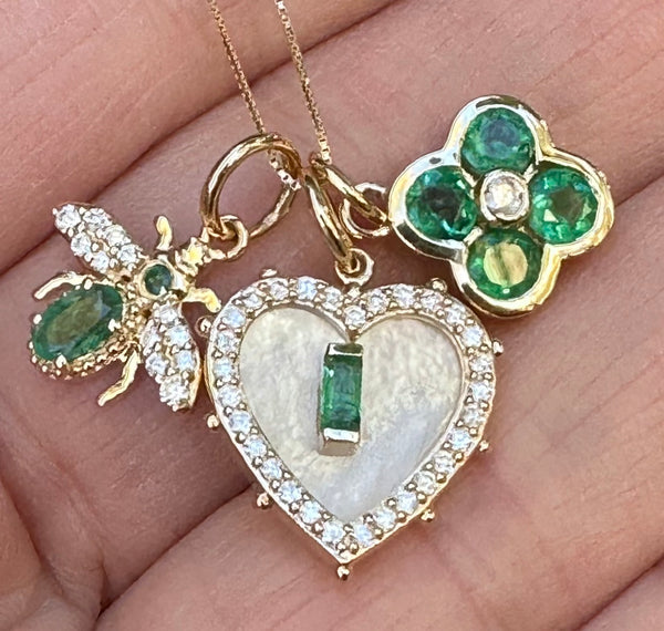 Emerald and Diamond Clover - Laughing Lotus Boutique